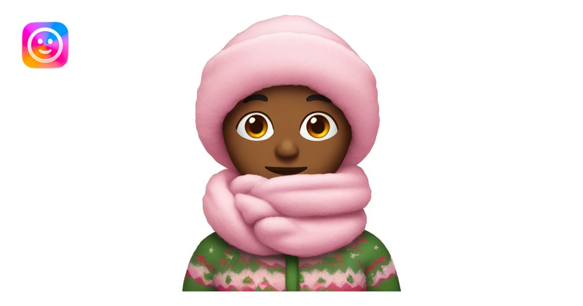 Pink cozy Christmas emoji | AI Emoji Generator