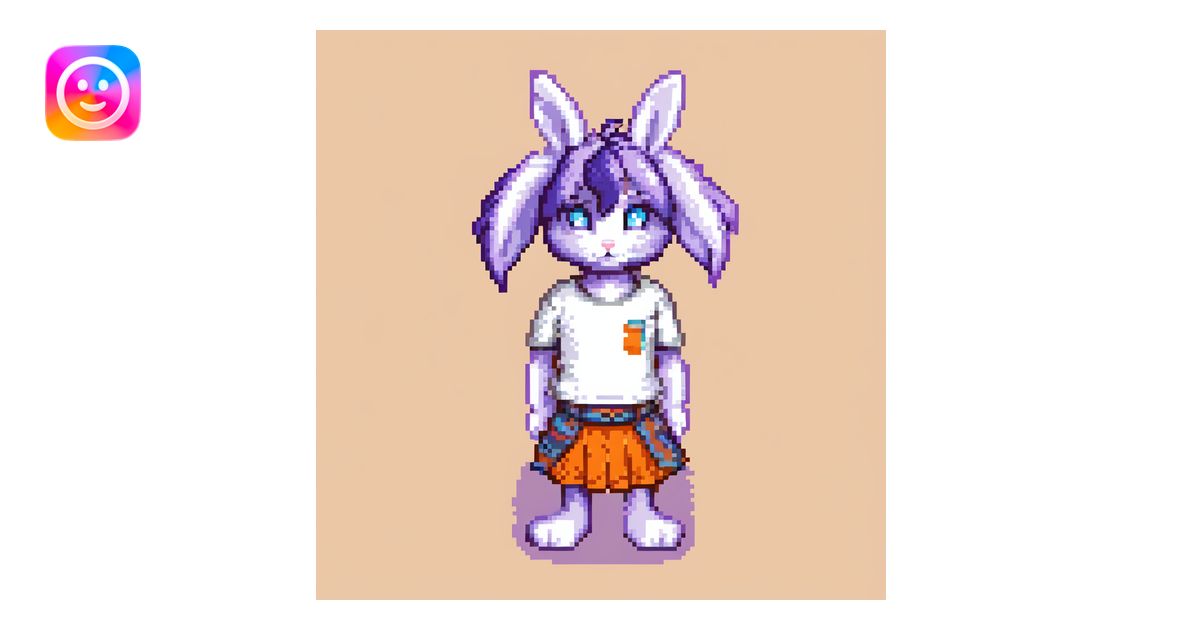 furry anthro male bunny with purple hair, blue eyes, purple and white ...