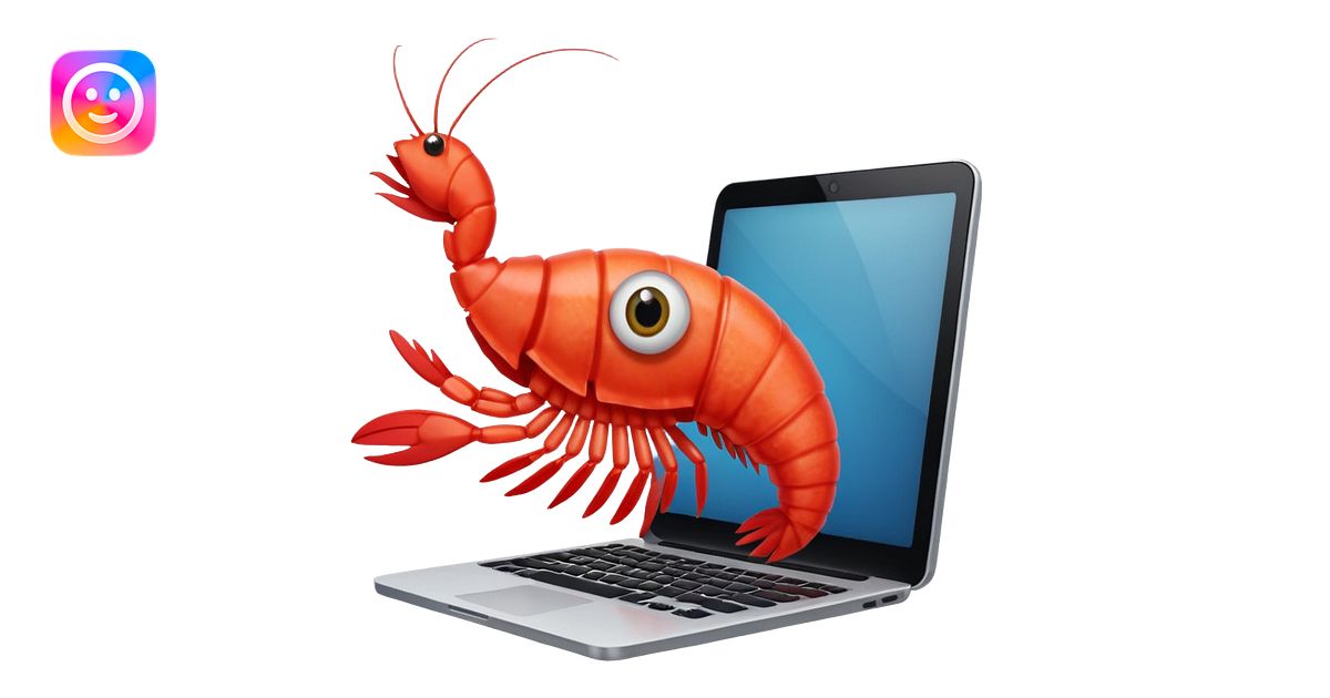 shrim using computer to learn (cartoon style) emoji | AI Emoji Generator