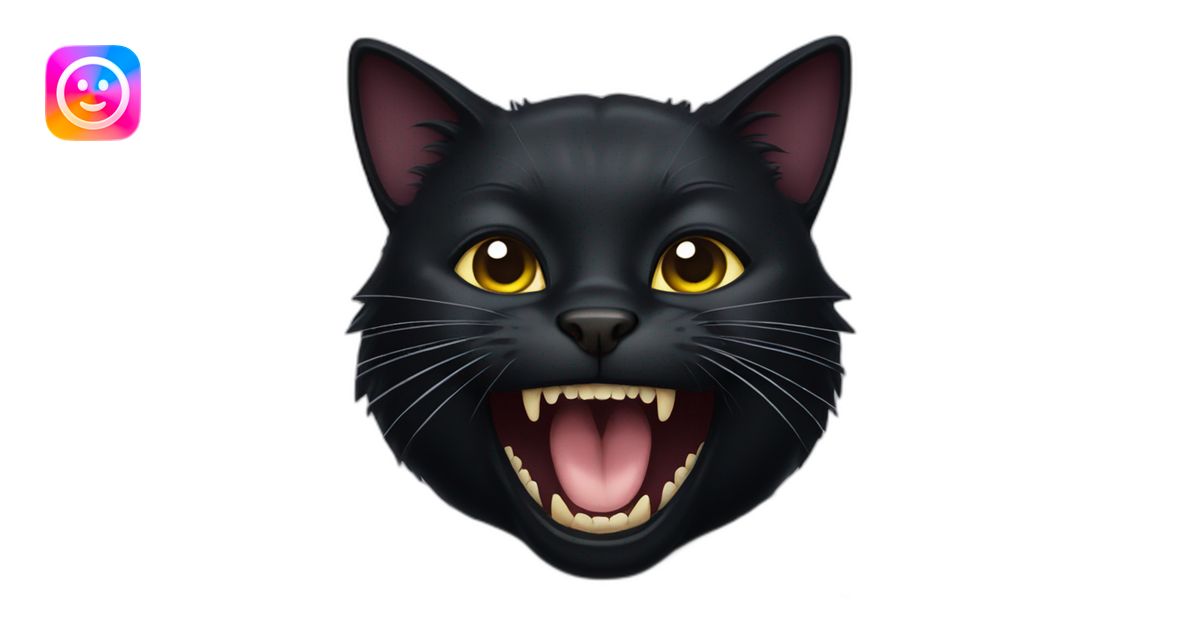 Black cat woth fangs emoji | AI Emoji Generator