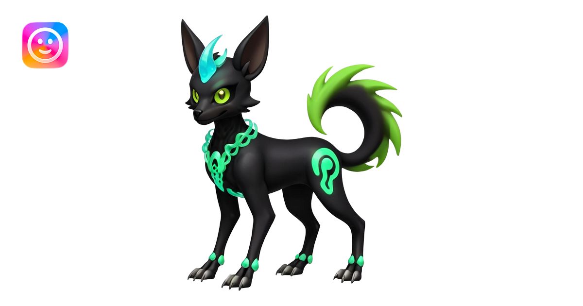 Hyper realistic slim horned skeletal black and neon green futuristic ...