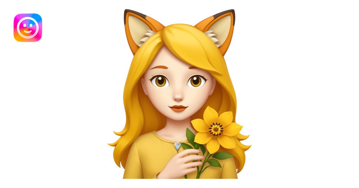 a flower in hand that holds the Fox emoji | AI Emoji Generator
