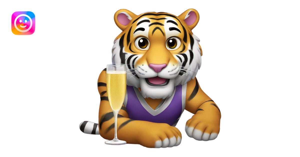 LSU Mike the Tiger drinking champagne emoji | AI Emoji Generator