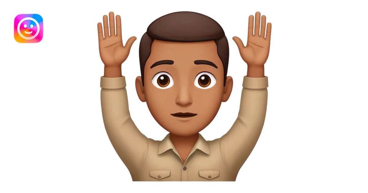 Indian person with hands up in surrender emoji | AI Emoji Generator
