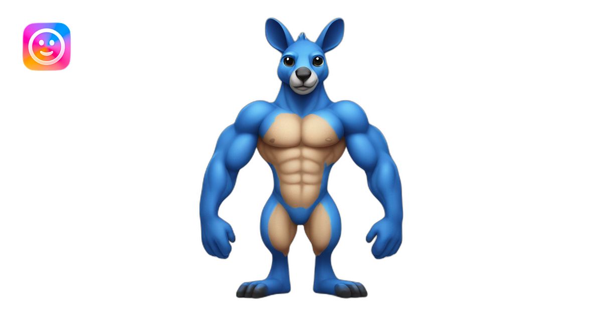 Blue coloured kangaroo body builder adult blue body emoji | AI Emoji ...