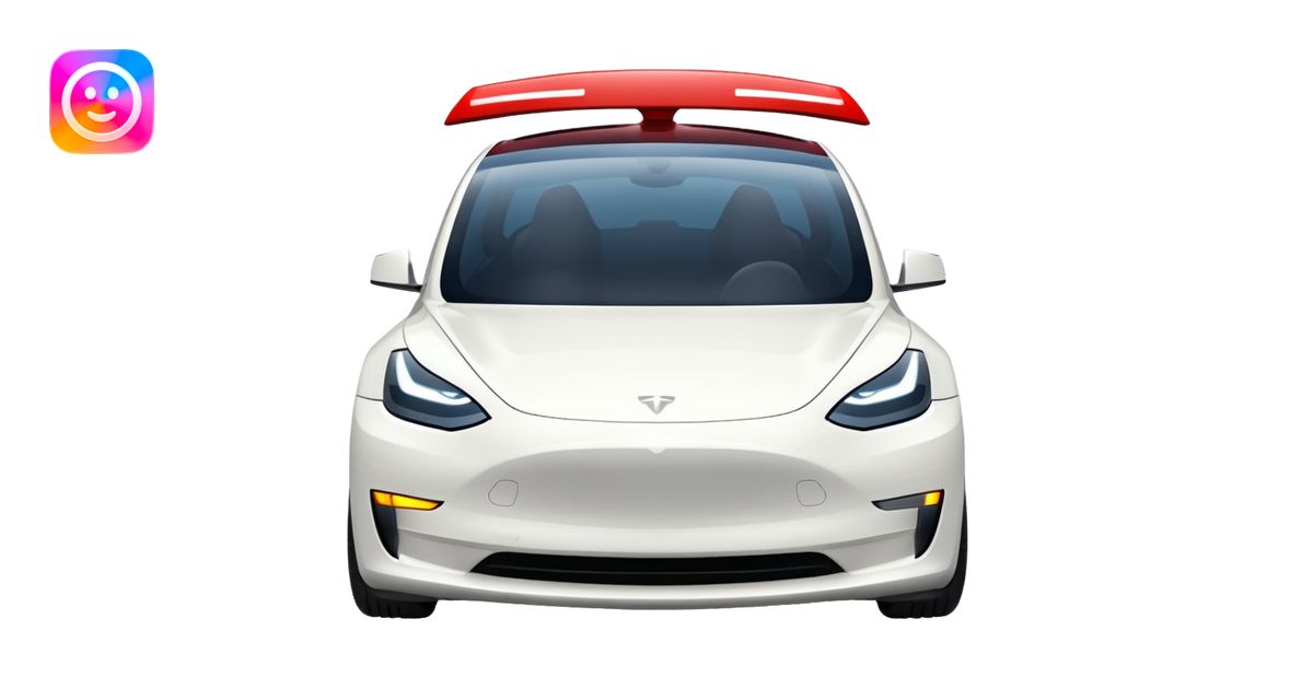 Tesla model 3 white. Icon. In a hurry. No wings emoji | AI Emoji Generator