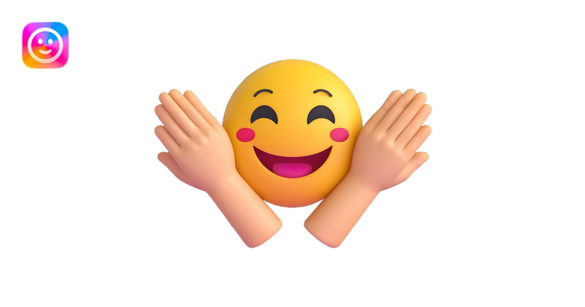 3D smiley emoji, round shape, hugging hands, with the text "tesó" emoji ...
