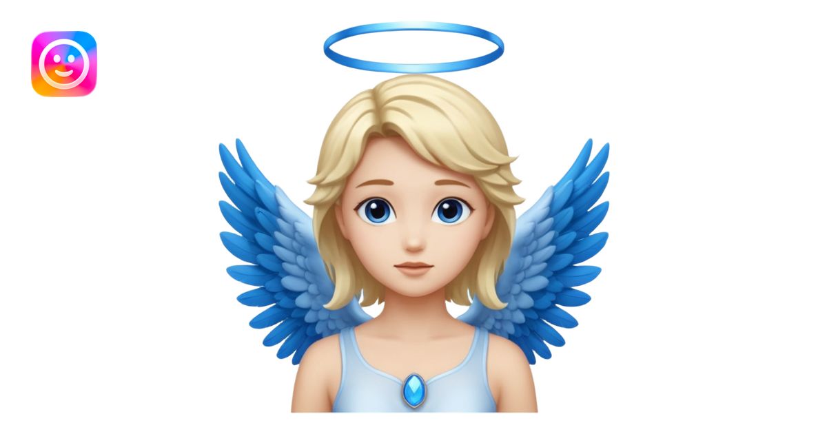 anime style angel with a blue halo and blue wings emoji | AI Emoji ...