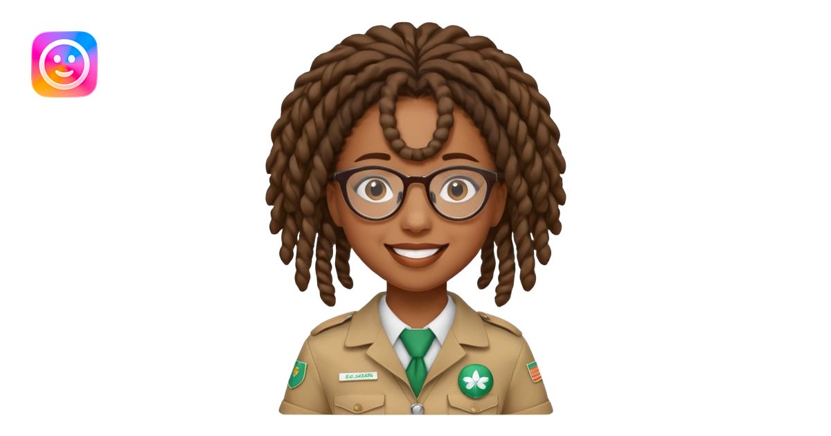 African American Girl Scout with glasses and locs emoji | AI Emoji ...