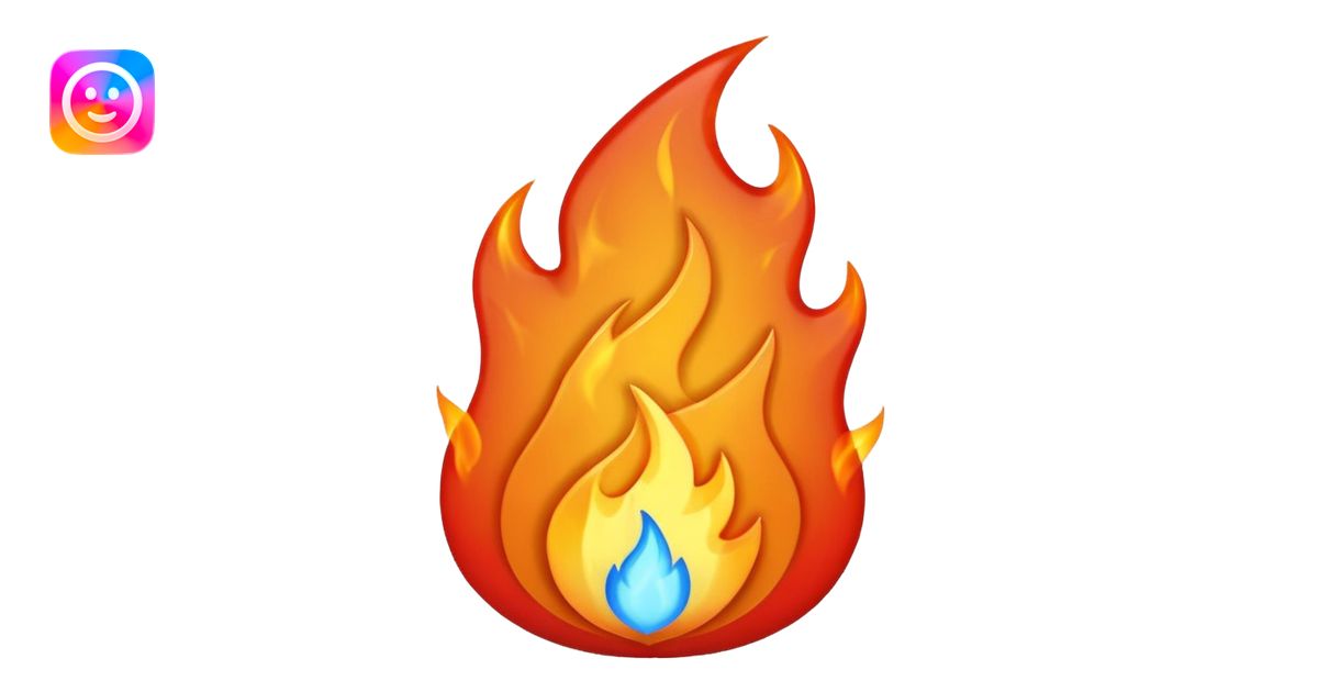 simple fire emoji flame with a blue center emoji | AI Emoji Generator