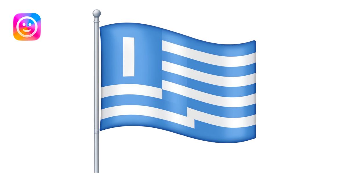 emoji Flag with 3 simple horizontal lines: white, blue, white, equal ...