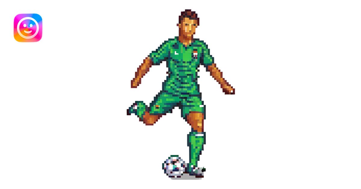 Cristiano Ronaldo, pixel art style, kicking a soccer ball, detailed ...