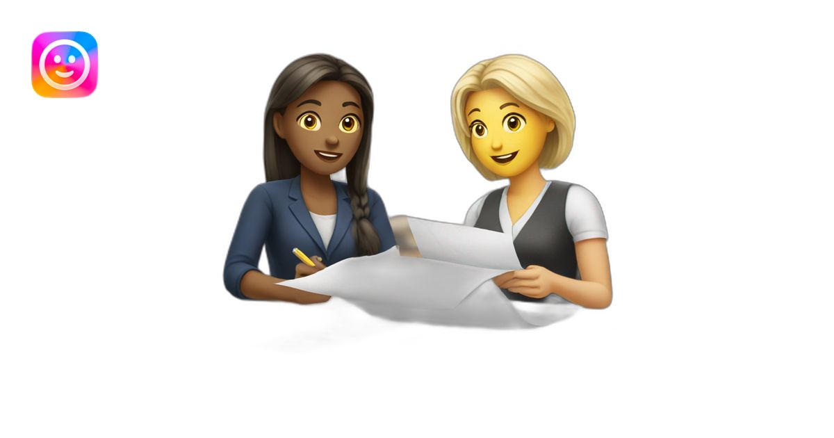 two white women filling paperwork emoji | AI Emoji Generator