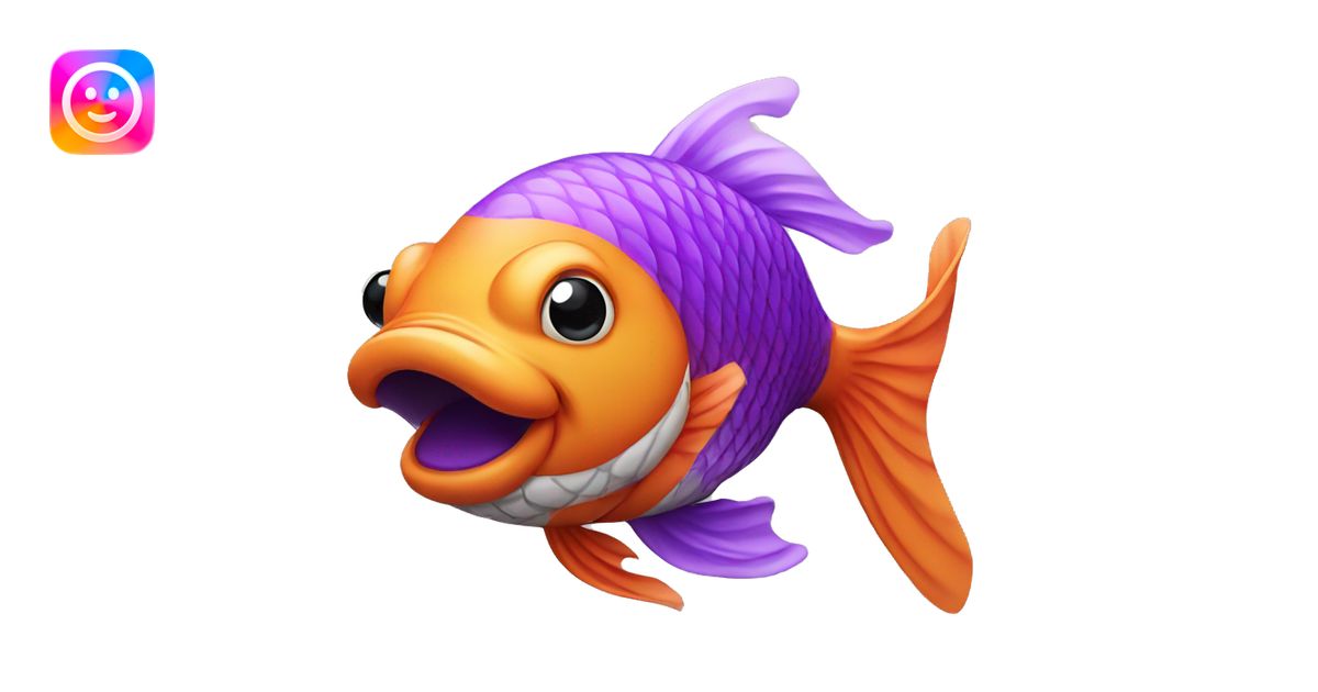Koi fish with a purple mustache emoji | AI Emoji Generator