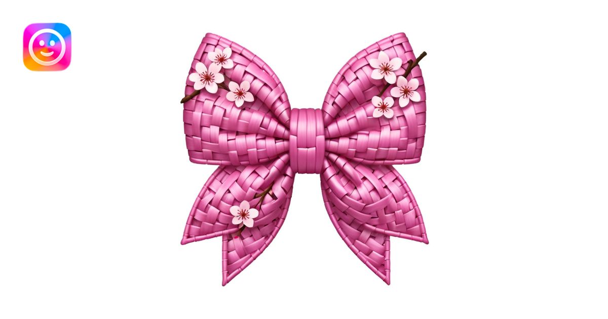 sakura bow with woven texture emoji | AI Emoji Generator