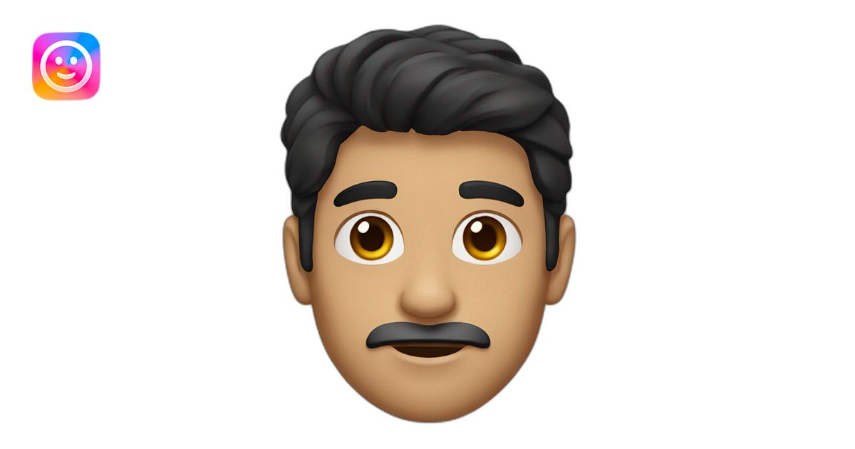 Spanish man dark hair and bear thick eyebrows emoji | AI Emoji Generator