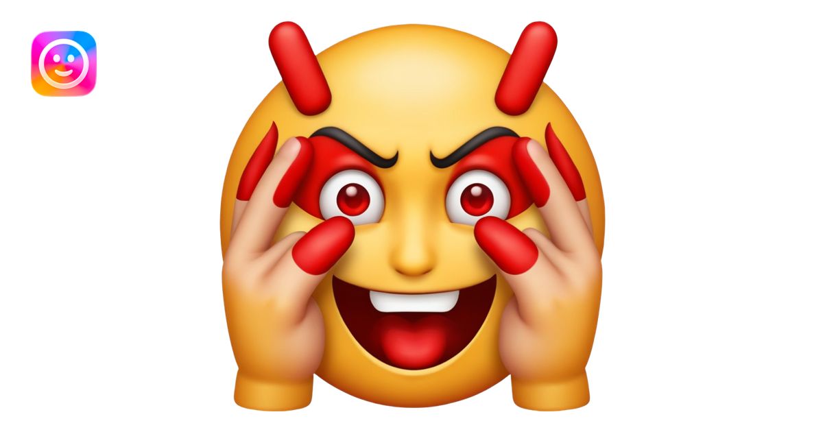 evil emoji face with devious fingers in front emoji | AI Emoji Generator