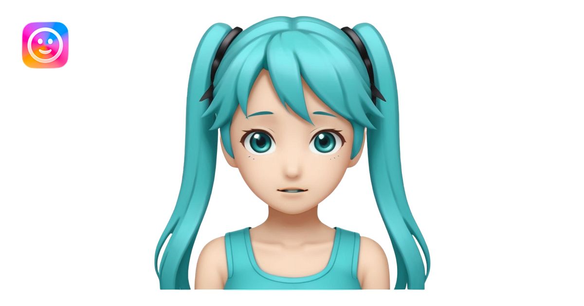 Hatsune Miku embarrassed twintail emoji | AI Emoji Generator