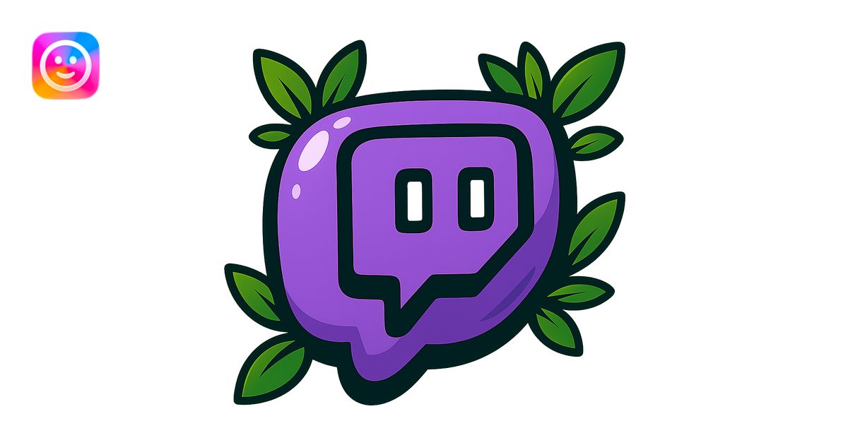 Very rounded, puffy Twitch logo in cartoon style, thick outline ...