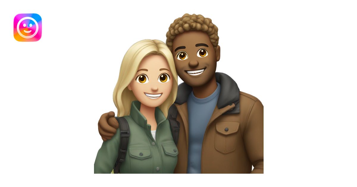 happy couple outdoors smiling emoji | AI Emoji Generator