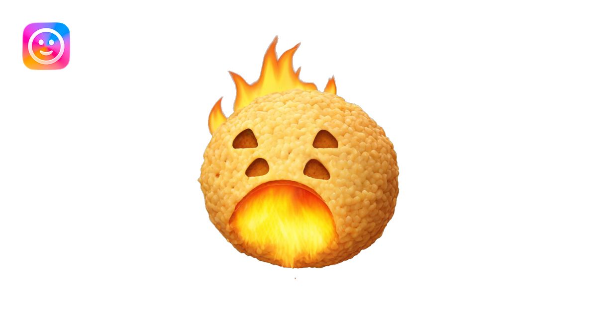 Cheese ball on fire emoji | AI Emoji Generator