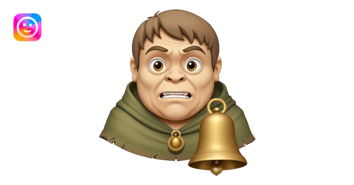 Quasimodo the hunchback of Notre Dame with bell emoji | AI Emoji Generator