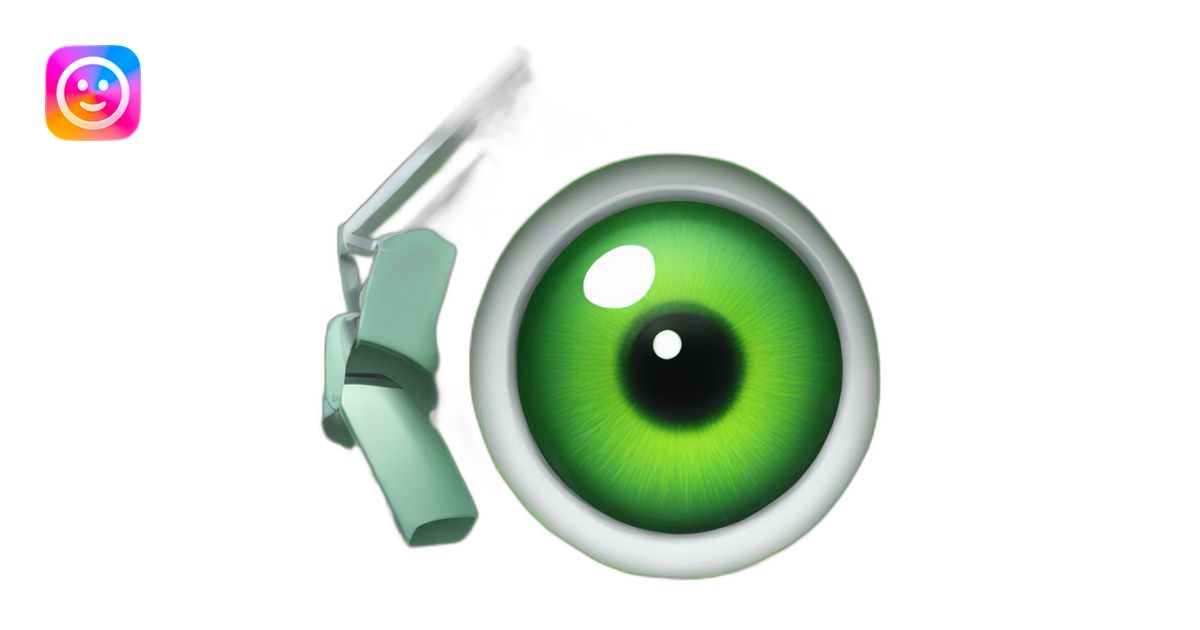 an eyeball with a green lawnmower reflection emoji | AI Emoji Generator