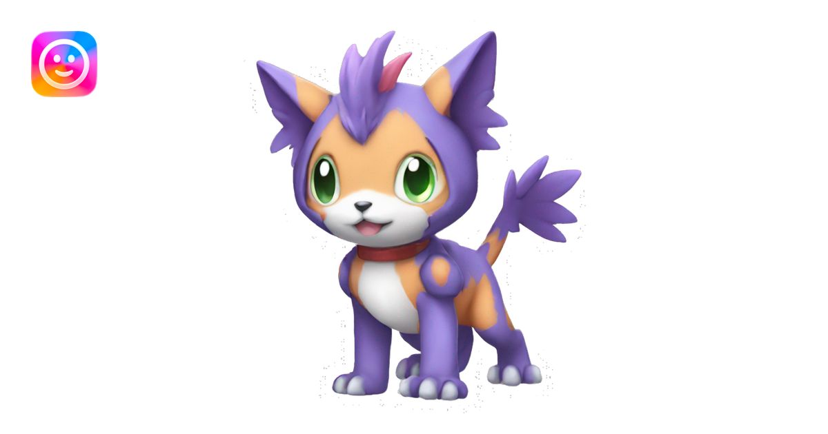 cute kawaii cool Digimon-Fakemon-animal full body emoji | AI Emoji ...