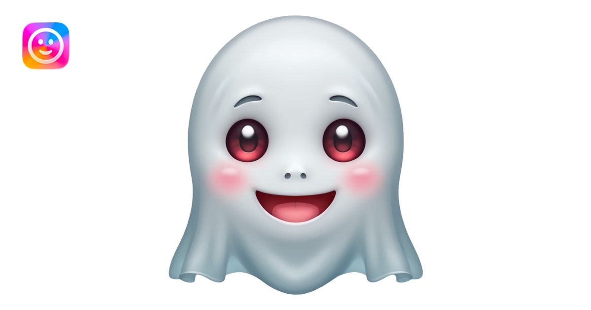 little cute ghost is smiling with blushed face, only face cute animie ...