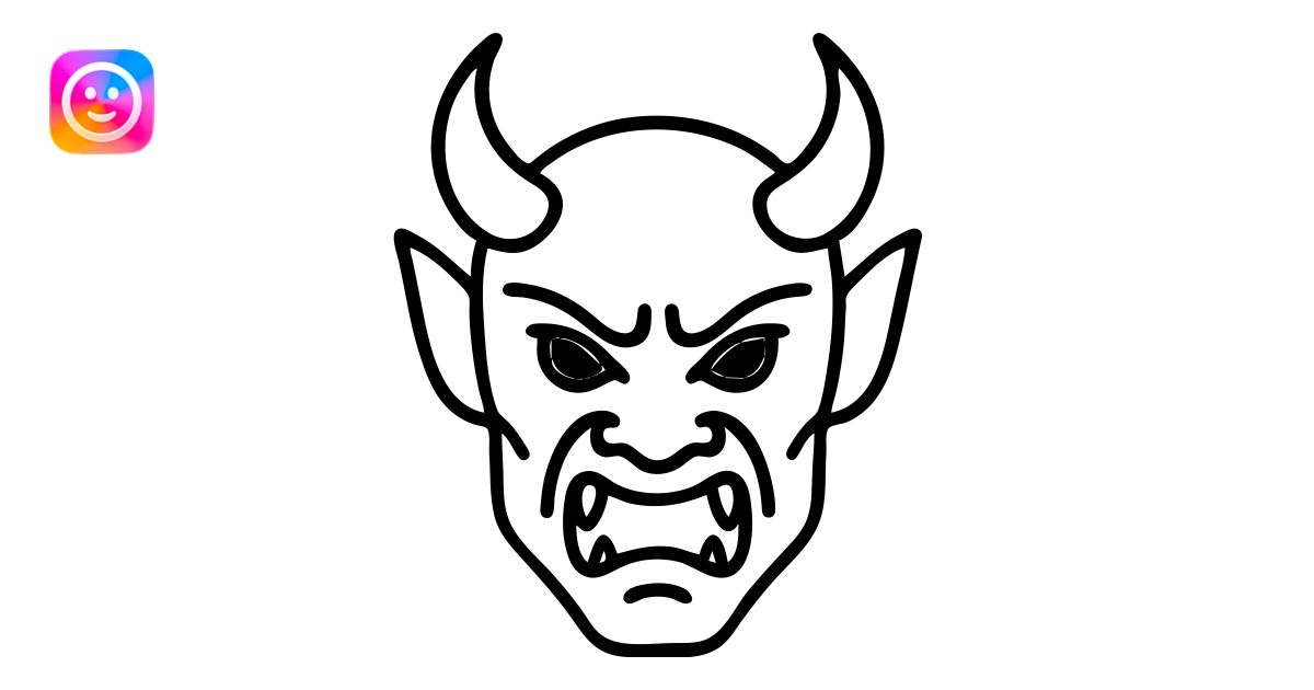 Akuma logo, demon face with red glowing eyes, fierce expression icon ...