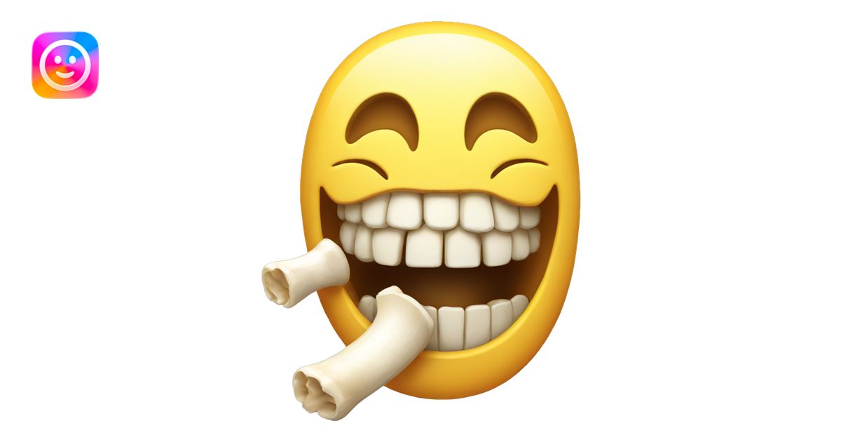 Smiley face with a bone in mouth emoji | AI Emoji Generator