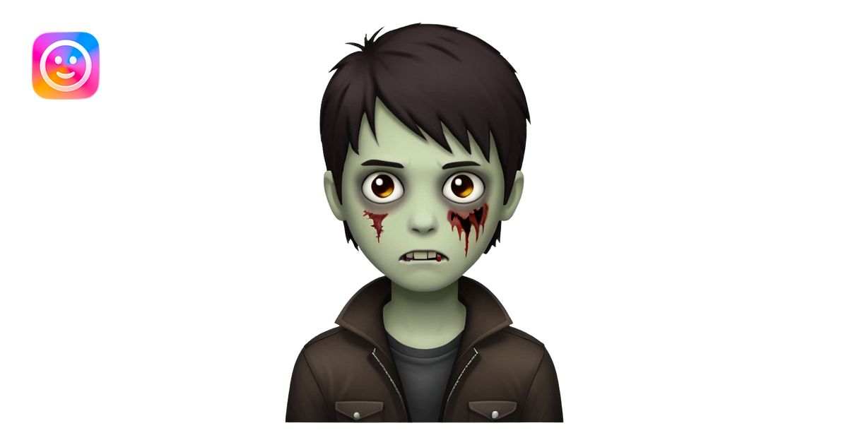 boy zombie with darkish brown emo hair, not so harmed emoji | AI Emoji ...