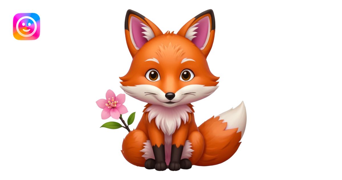Fox holding a blossom and wearing a blossom emoji | AI Emoji Generator