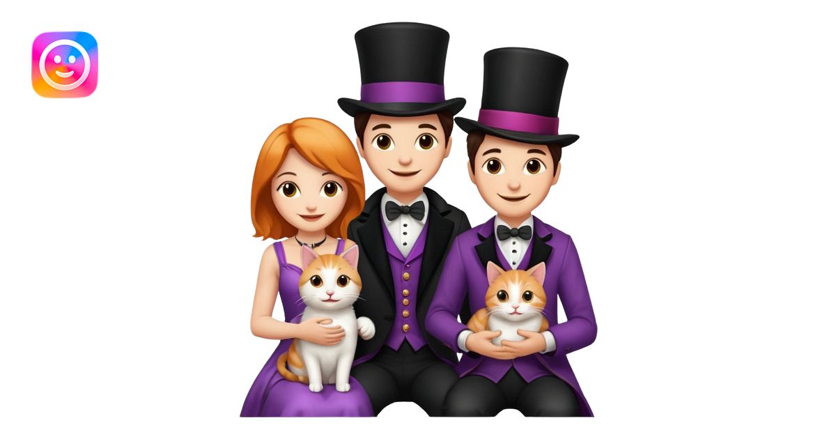 magician couple and their pet cat emoji | AI Emoji Generator