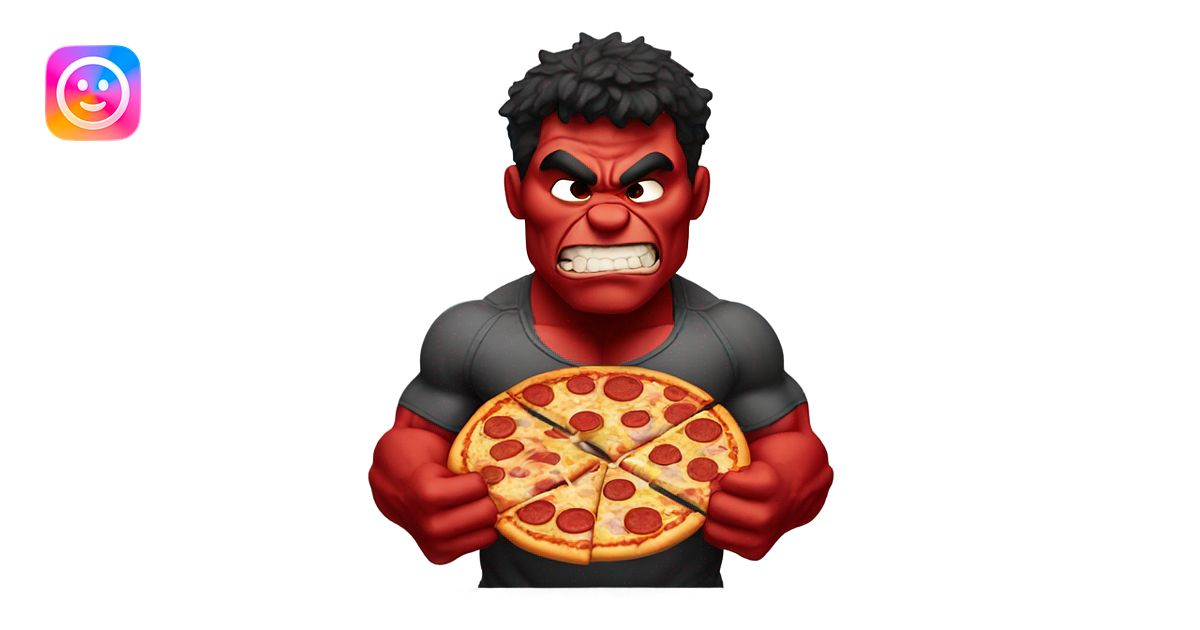 Red hulk eating pizza emoji | AI Emoji Generator