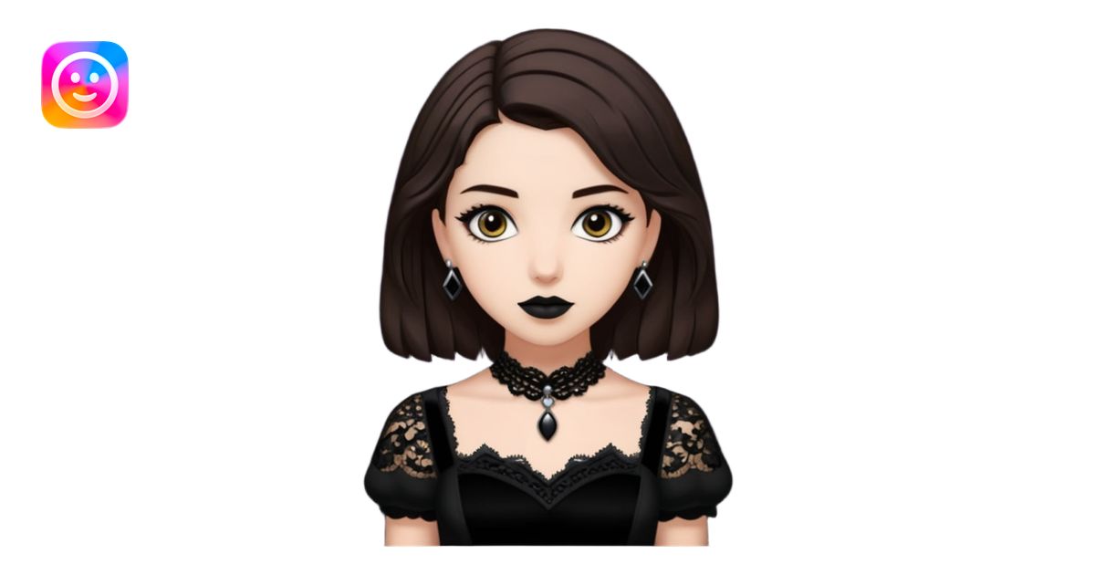 Adelaide Victoria Kane with brown hair in black goth dress emoji | AI ...