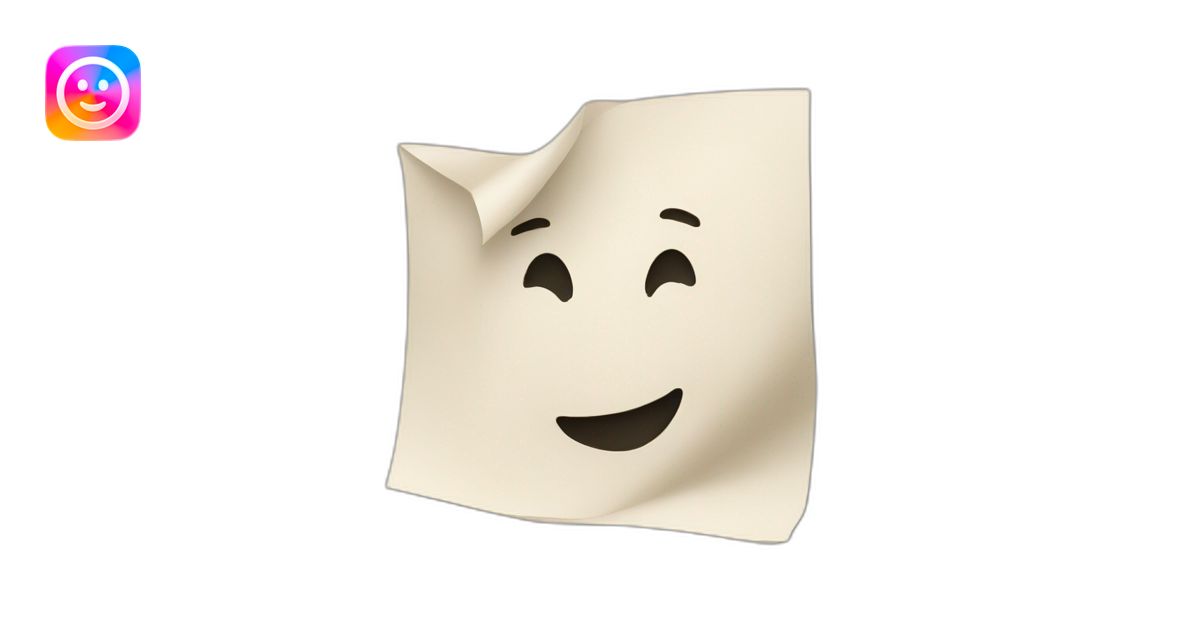 a realistic emoji of a sheet of paper with the bottom right corner ...