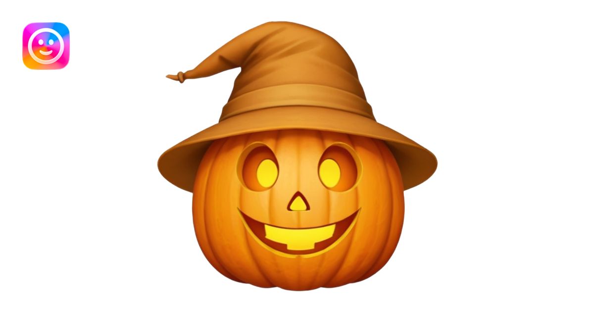 fall ecstatic emoticon artsy slightly creepy pumpkin hat emoji | AI ...