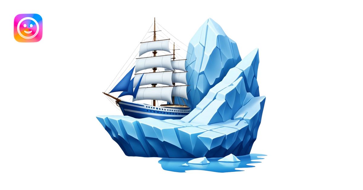 A ship moving past an iceberg emoji | AI Emoji Generator
