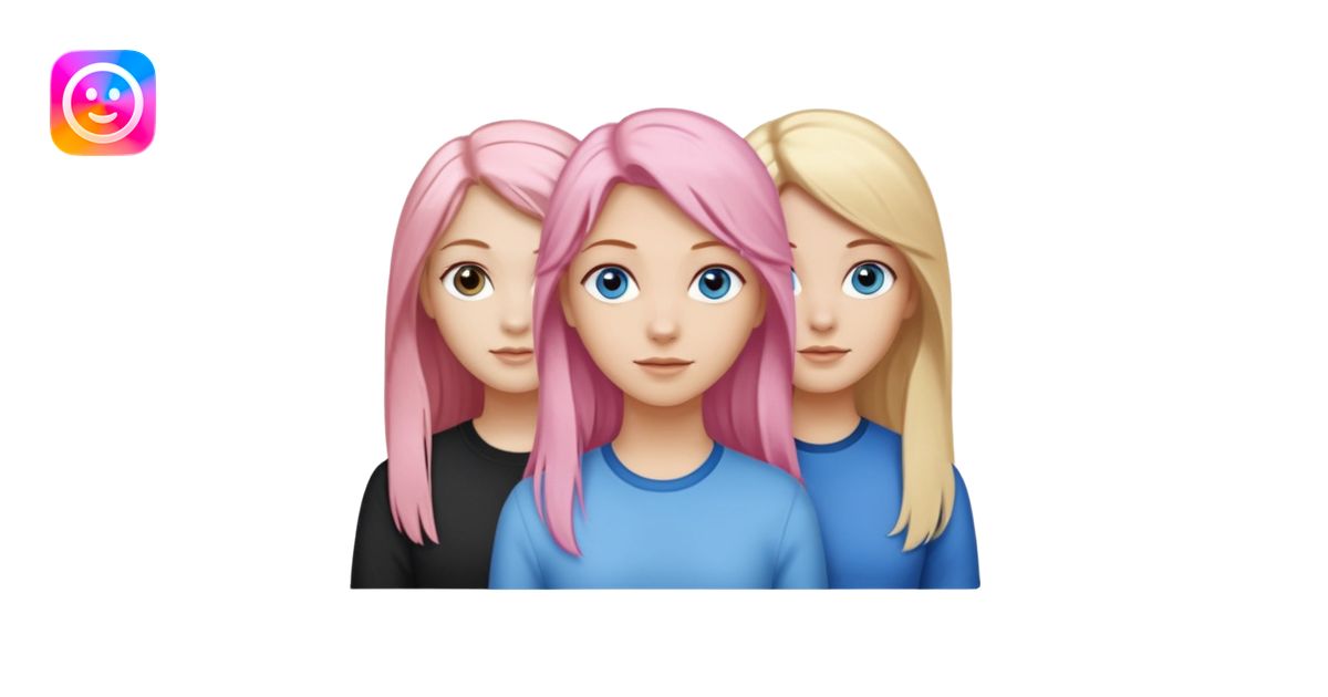 Girlfriend emoji - include 1 white girl with long light pink hair and ...