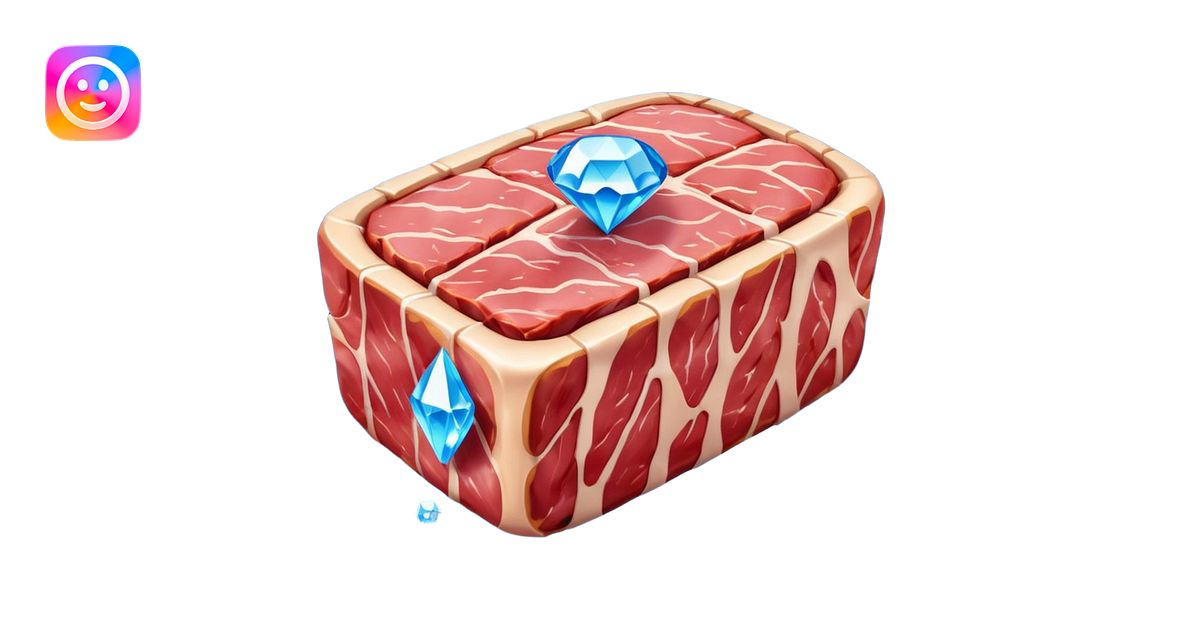 Meat with diamond textur and blue color emoji | AI Emoji Generator