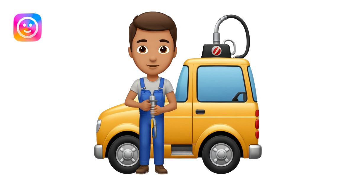 Homme met de l'essence dans le camion emoji | AI Emoji Generator