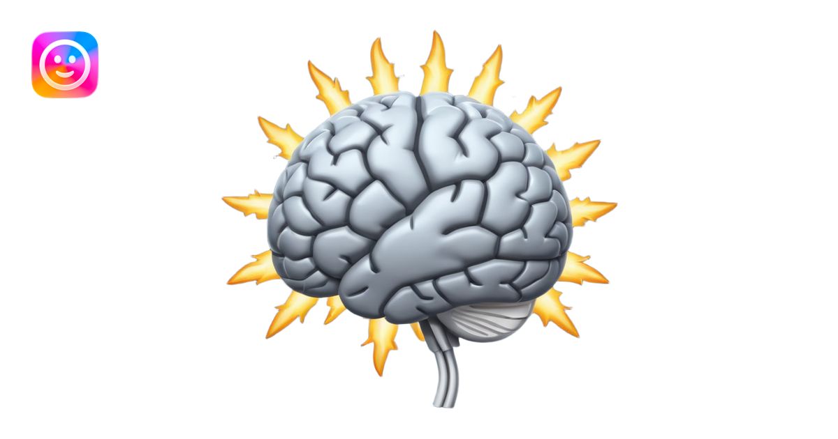 cartoon brain with a spark, representing a new idea emoji | AI Emoji ...