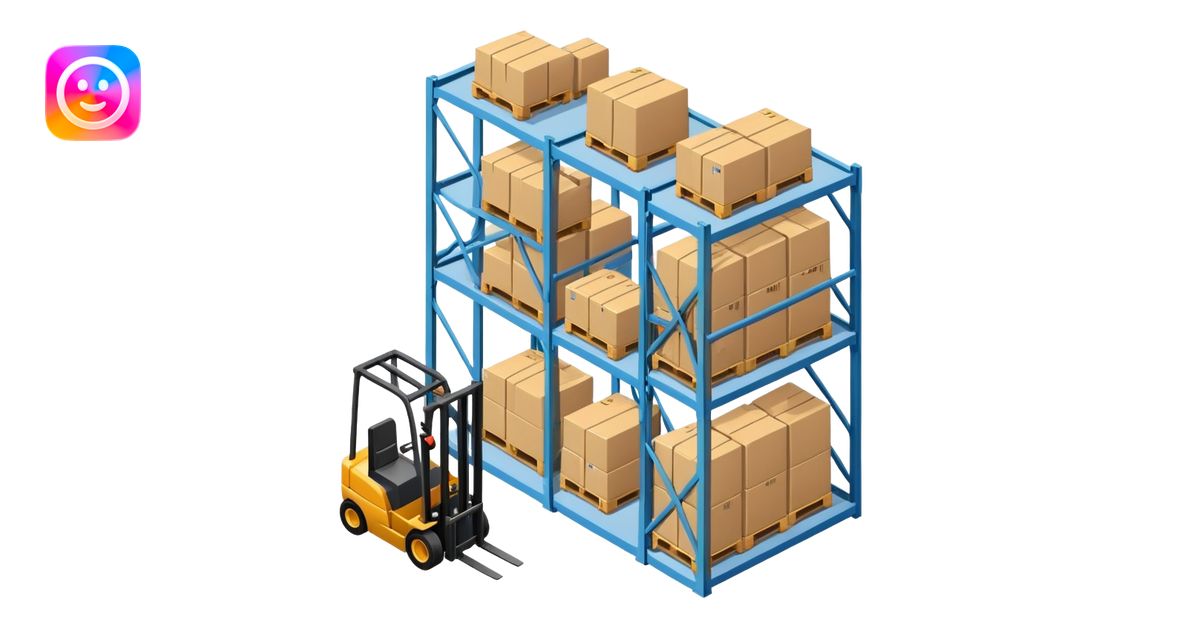 Isometric warehouse with forklift and storage racks inside, large cargo ...