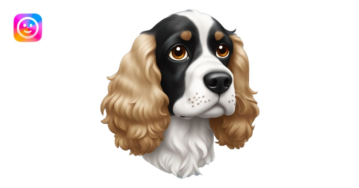 black and white cocker spaniel with nose spots emoji | AI Emoji Generator