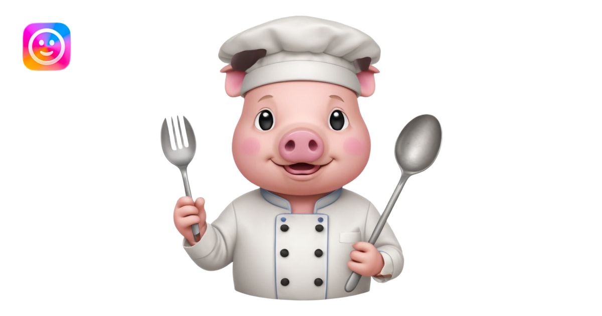 Chef Pig – pig wearing white chef hat holding spoon emoji | AI Emoji ...