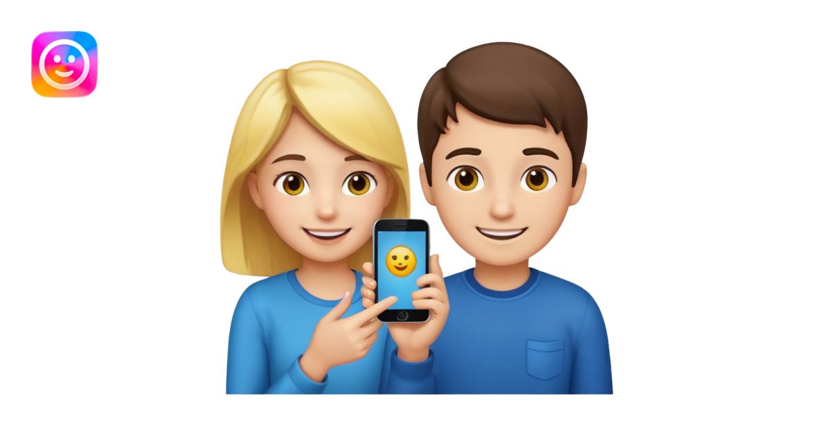 Make an emoji of a girl who is teaching a boy how to make emojis - girl ...