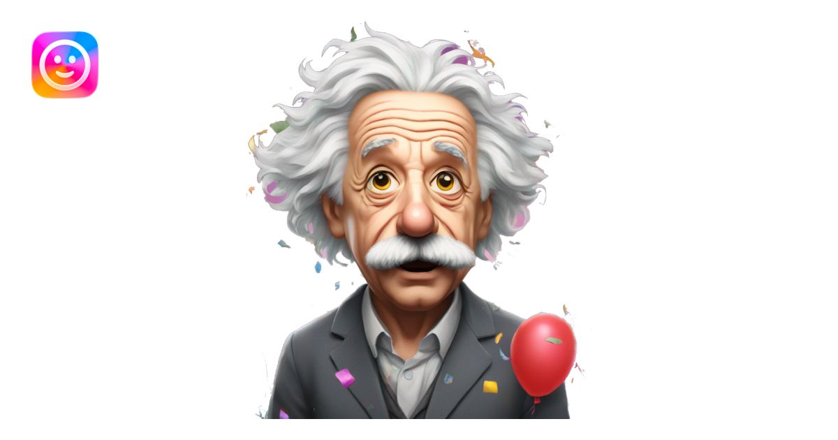 Angry albert einstein with lots of colourful confetti and party ...