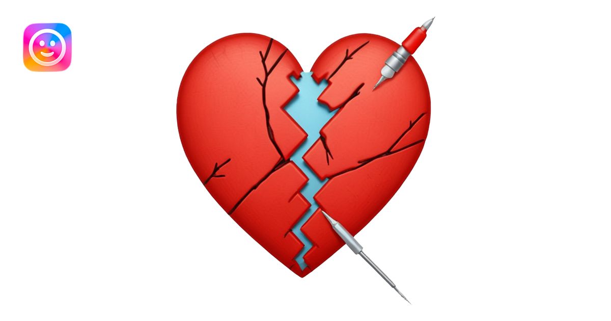 broken heart sticked together (divorce) with a needle emoji | AI Emoji ...
