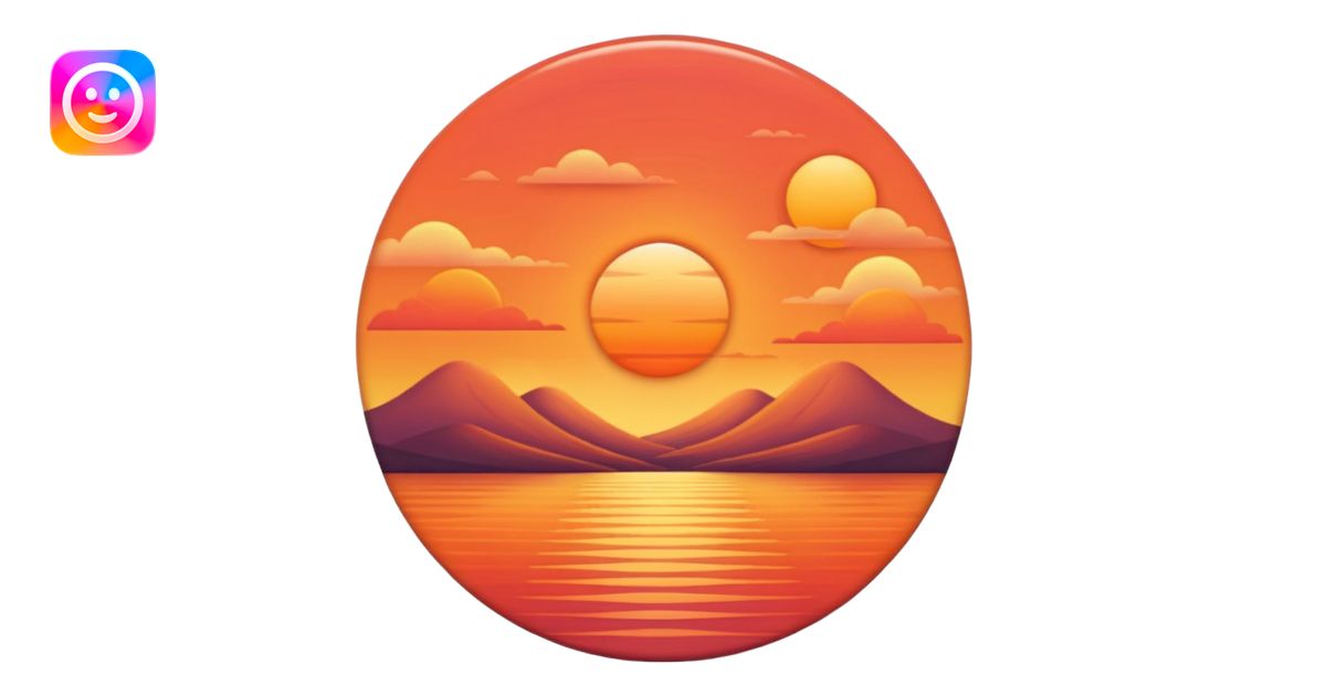 unset over horizon, rounded shapes, warm glowing colors, soft shading ...